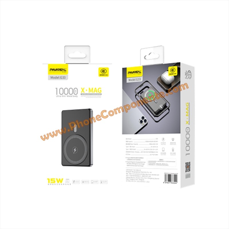 Pavareal Power Bank 10000mAh Ultra Delgado Con Carga Inalámbrica Magnética Batería Externa Alta ...